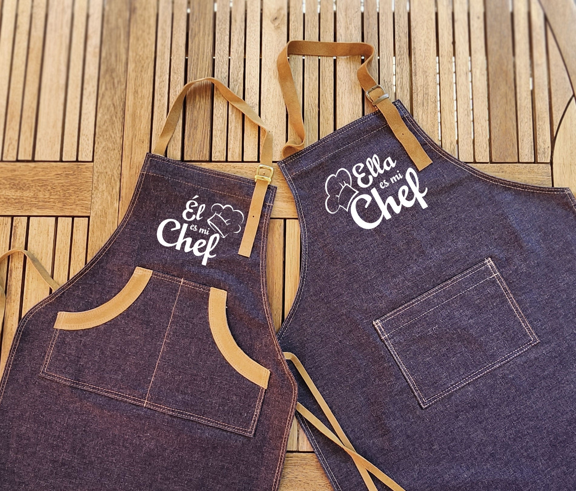Pack de Pecheras Mezclilla "Es mi Chef Ella/EL"